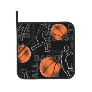 Basketball Sport Oven Mitts and Pot Holders Sets Kitchen Oven Gloves BBQ Gloves Pot Holders for Cooking Baking