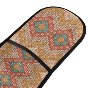 ALAZA Geometric Pattern Double Oven Mitt Washable Heat Resistant Potholder Oven Glove for Home Kitchen Cooking Baking 35x7 Inches