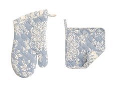 Pot Holder & Ruffled MITT Set,Shelby,BLU