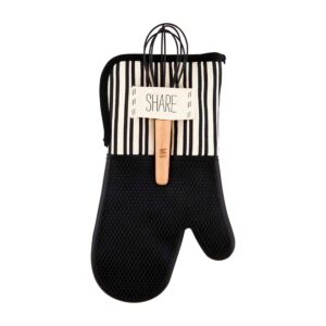 mud pie oven mitt & utensil set, 7" x 12", black