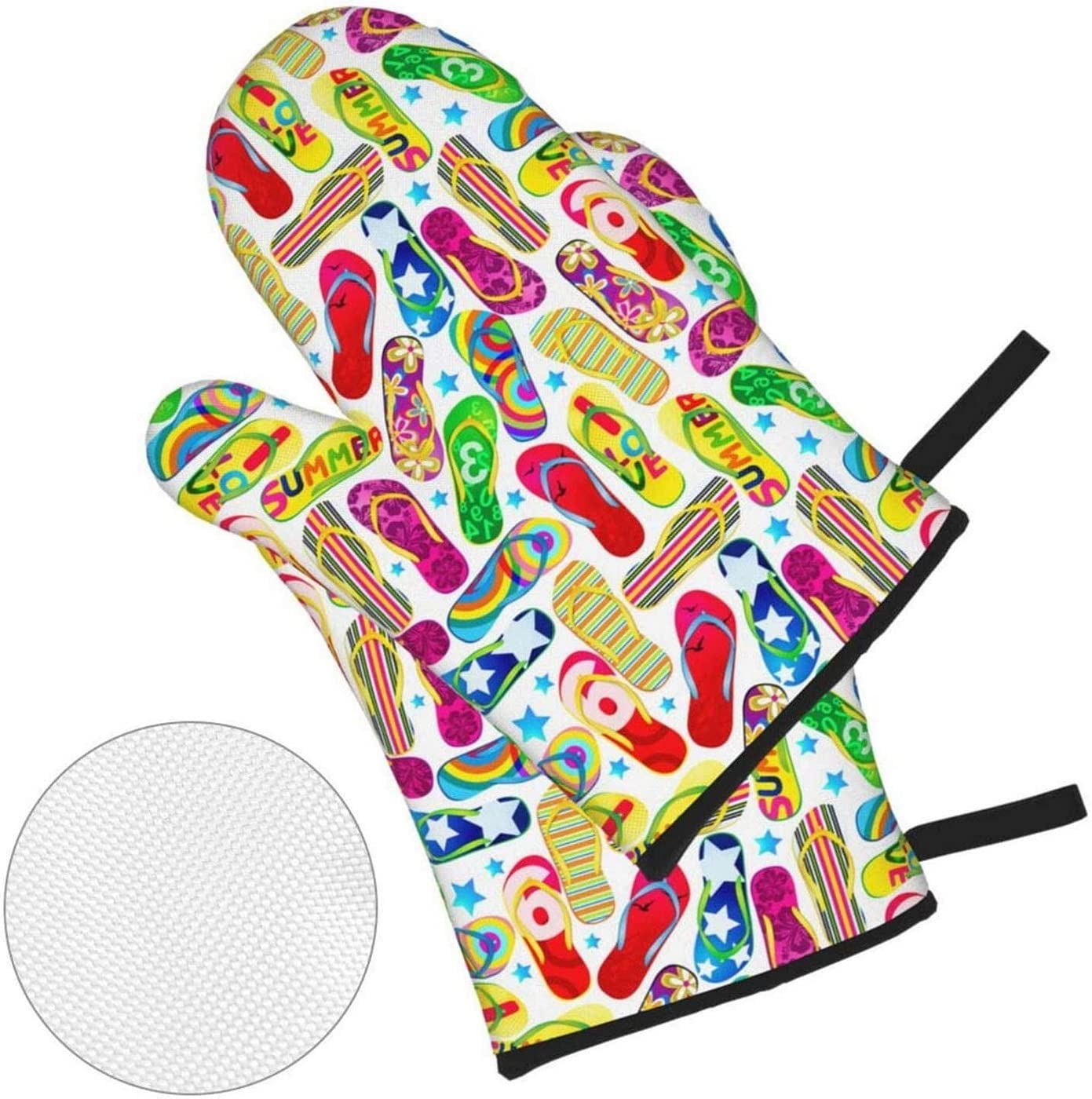 Colorful flip Flops Pattern Oven Mitts and Pot Holders Set of 4 Kitchen Set for Cooking