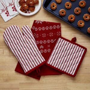 SKL Home Snowflake Winter Oven Mitt and Pot Holder Set, 8x8