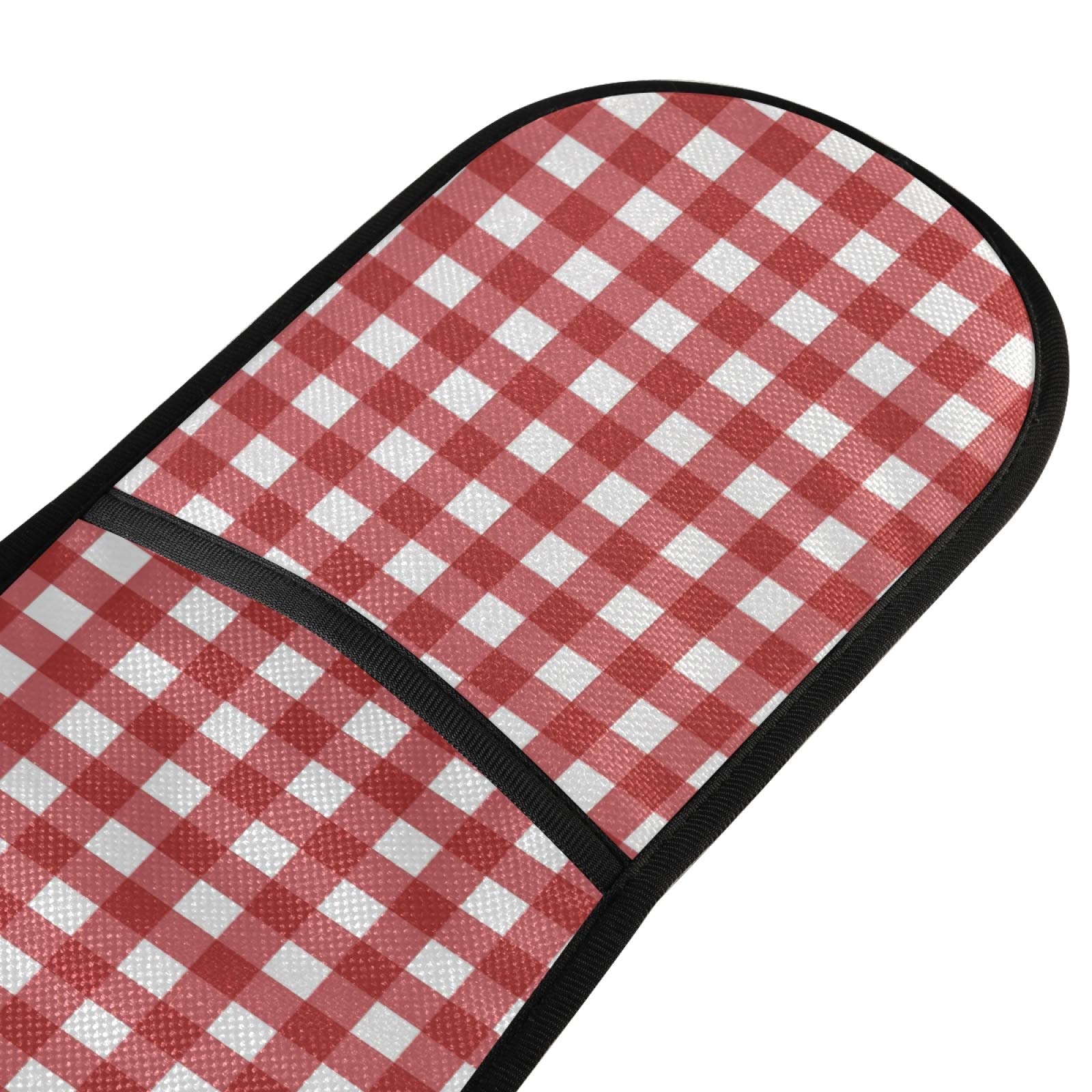 KLL Double Oven Mitts Red Checkboard Heat Resistant Gloves Potholders Perfect Set for Cooking Baking Handling Hot Pots and Pans,35" x 7"