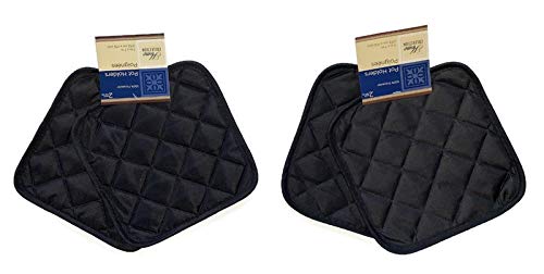 Greenbriar Pack of Four (4) Black Home Store Pot Holders (2 Sets of 2) P