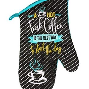 Coffee Lovers Gift Set Bundle. Cute Coffee Themed Oven Mitt, Pot Holder, Spoon Rest,