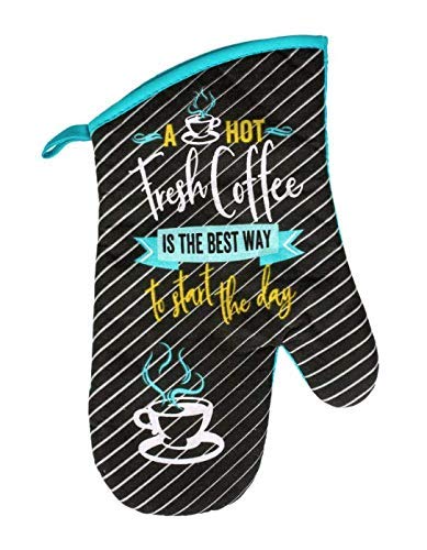 Coffee Lovers Gift Set Bundle. Cute Coffee Themed Oven Mitt, Pot Holder, Spoon Rest,