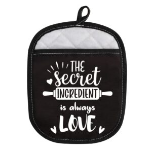 kitchen decor the secret ingredient is always love oven pads pot holder baking gift cooking gift (ingredient love)