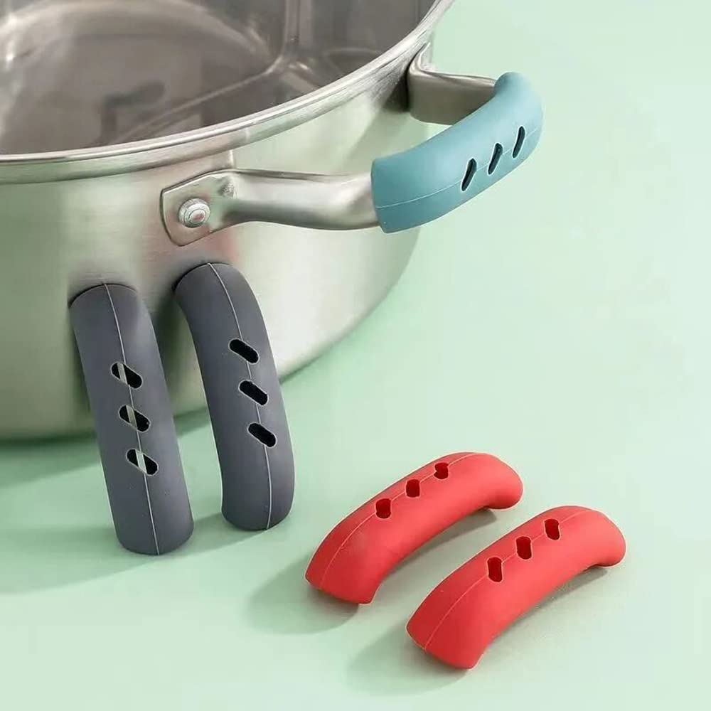 Silicone Anti-Scald Pot Handle Cover, 2023 New Anti-Scald Assist Handle Holder, Silicone Pot Handle Holder, Non-Slip Pot Holder Sleeve Pot Lid Handle, Silicone Handles for Pots and Pans (A*3Pair)