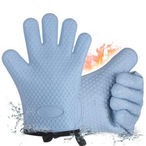 extreme heat resistant bbq gloves -2pcs, oven gloves & smoker gloves, fire & oil frozen handling resistant grilling gloves for oven, grill, smoker, and fireplace, flexible silicone gloves for cooking