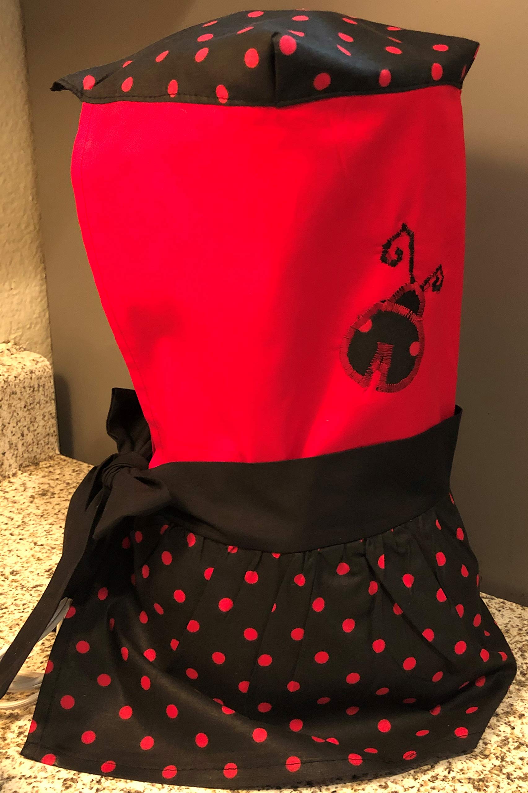 Blender Cover for OSTER. Kitchen design: Lady Bug/Black-Red Dots. Dress for blender-Ribbons to make your own adjustable bow.