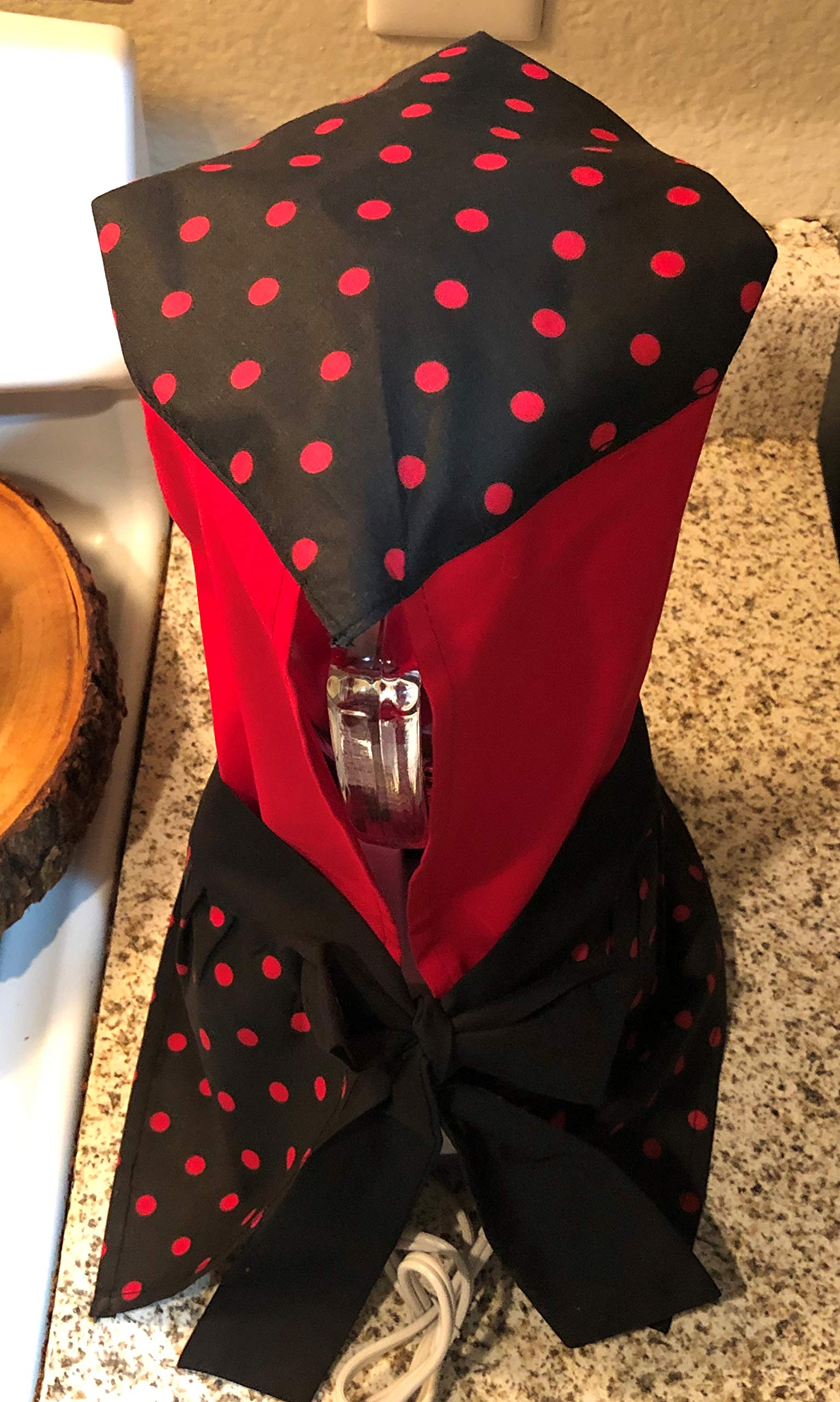 Blender Cover for OSTER. Kitchen design: Lady Bug/Black-Red Dots. Dress for blender-Ribbons to make your own adjustable bow.