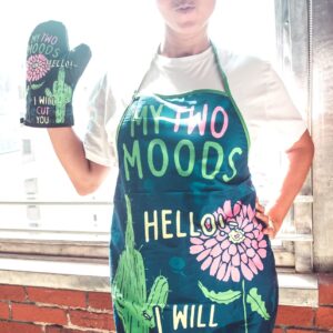 My Two Moods Hello I Will Cut You Funny Flower Cactus Graphic Novelty Kitchen Accessories Funny Graphic Kitchenwear Introvert Funny Sarcastic Novelty Black Oven Mitt