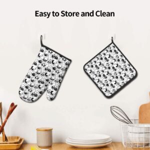 Siberian Husky Oven Mitts & Pot Holders Sets Potholders with Hanging Loop Non-Slip Kitchen Cooking Gloves for BBQ Baking Grilling