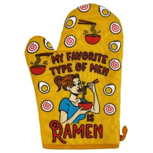 my favorite type of men is ramen oven mitt funny noodles soup dating relationship kitchen glove funny graphic kitchenwear love funny food novelty yellow oven mitt