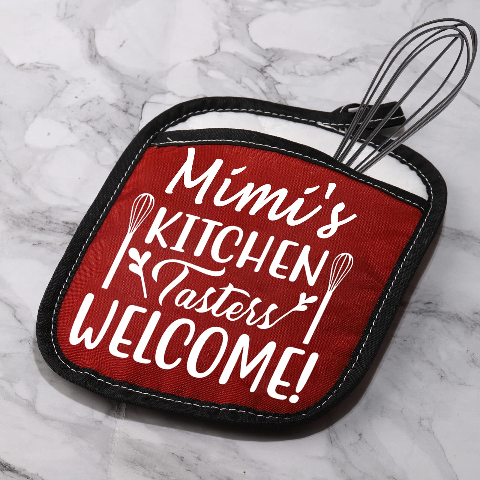 Best Mimi Gift Grandma Pot Holders Mimi's Kitchen Tasters Welcome Potholders (Mimi's Kitchen Red)