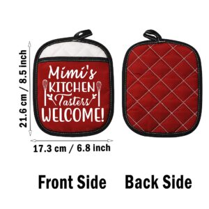 Best Mimi Gift Grandma Pot Holders Mimi's Kitchen Tasters Welcome Potholders (Mimi's Kitchen Red)