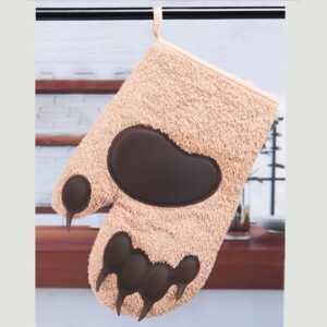 Oven Mitts 1 Pair of Oven Gloves Kitchen Silicone Bears Paw Insulation Gloves Oven Gloves for Kitchen Cooking Barbecue Best Gift (Brown and White) Kitchen Oven Glove (Color : B)