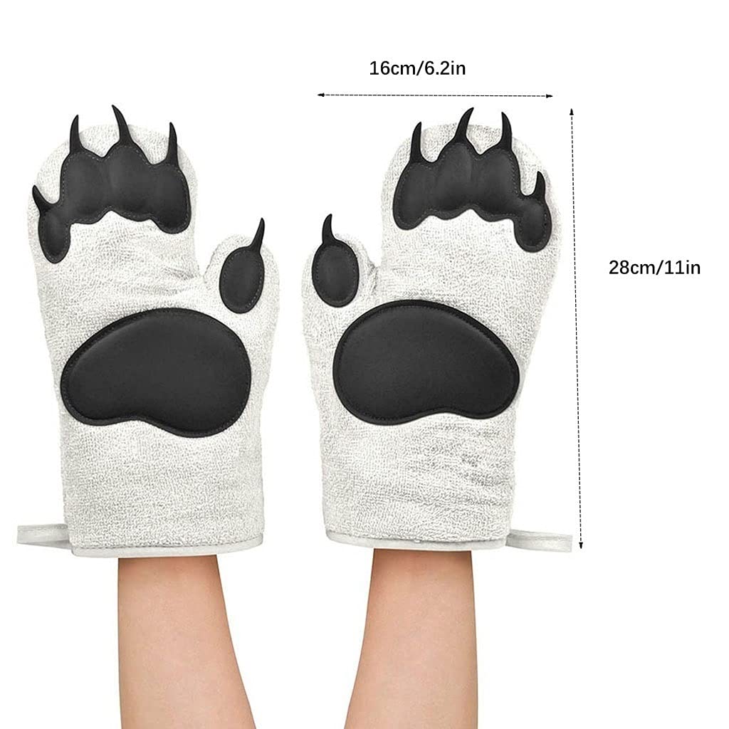 Oven Mitts 1 Pair of Oven Gloves Kitchen Silicone Bears Paw Insulation Gloves Oven Gloves for Kitchen Cooking Barbecue Best Gift (Brown and White) Kitchen Oven Glove (Color : B)