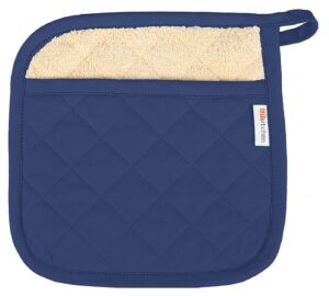 mukitchen 6003-1955 navy quilted potholder pot holder, ink blue