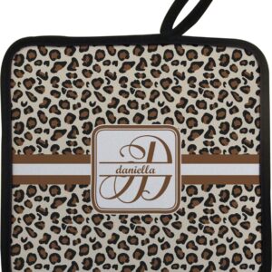 Personalized Leopard Print Right Oven Mitt & Pot Holder Set w/Name and Initial