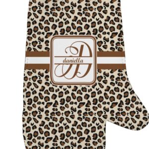 Personalized Leopard Print Right Oven Mitt & Pot Holder Set w/Name and Initial