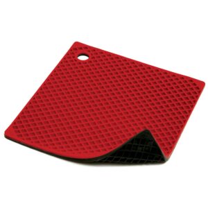 norpro silicone pot holder/trivet mat, medium, red/black