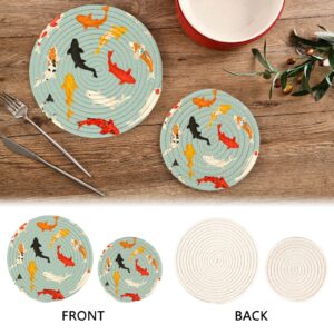 susiyo Chinese Goldfish Japanese Fish Pot Holders Trivets Set 2 Pcs 100% Cotton Hot Potholders Hot Pads for Cooking