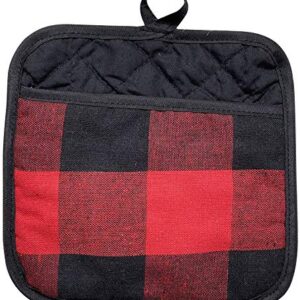 N//A 4/6 Pack Buffalo Check Plaid Pot Holders with Pocket,Kitchen Hot Pad Oven Mitts for Cooking and Baking Square 7.9" X 9.1" (Red, 6 Pack)