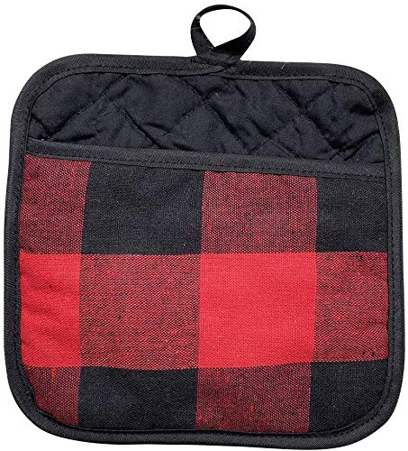 N//A 4/6 Pack Buffalo Check Plaid Pot Holders with Pocket,Kitchen Hot Pad Oven Mitts for Cooking and Baking Square 7.9" X 9.1" (Red, 6 Pack)