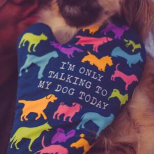 I'm Only Talking to My Dog Today Oven Mitt Funny Pet Puppy Animal Lover Graphic Kitchen Glove Funny Graphic Kitchenwear Funny Dog Novelty Cookware Navy Oven Mitt