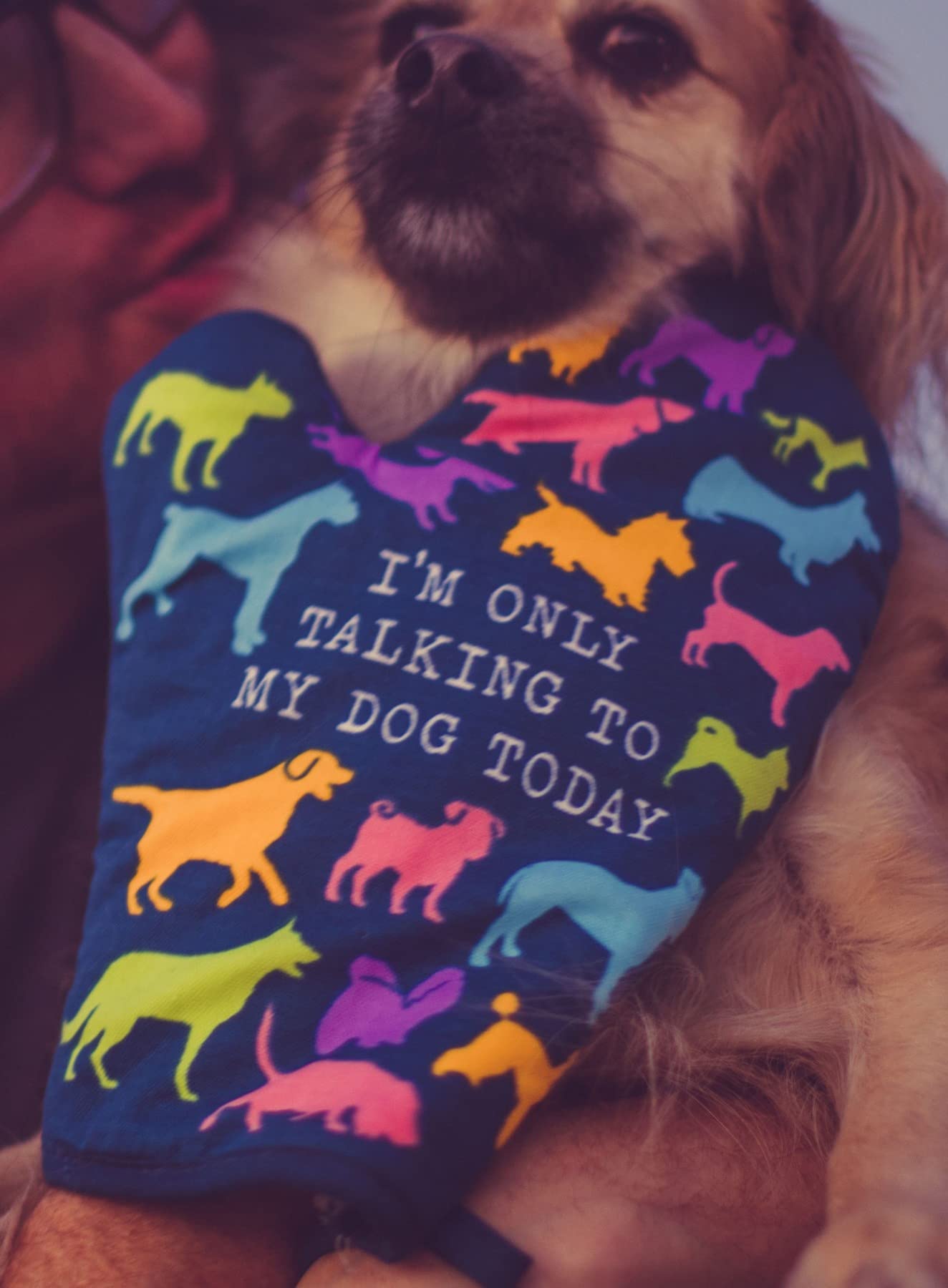 I'm Only Talking to My Dog Today Oven Mitt Funny Pet Puppy Animal Lover Graphic Kitchen Glove Funny Graphic Kitchenwear Funny Dog Novelty Cookware Navy Oven Mitt