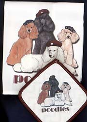 animal den poodle dish towel & potholder