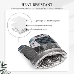 Boulda Oven Mitts Cabin Moose Oven Mitts with Non-Slip Silicone Heat Resistant Oven Gloves Soft Cotton Lining Waterproof Pot Holders for Kitchen Cooking Baking Grilling Decoration