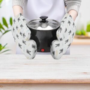 German Shepherd White Oven Mitts Heat Resistant Kitchen Cooking Mitts Anti-scalding Insulated Gloves for Kitchen Cooking BBQ