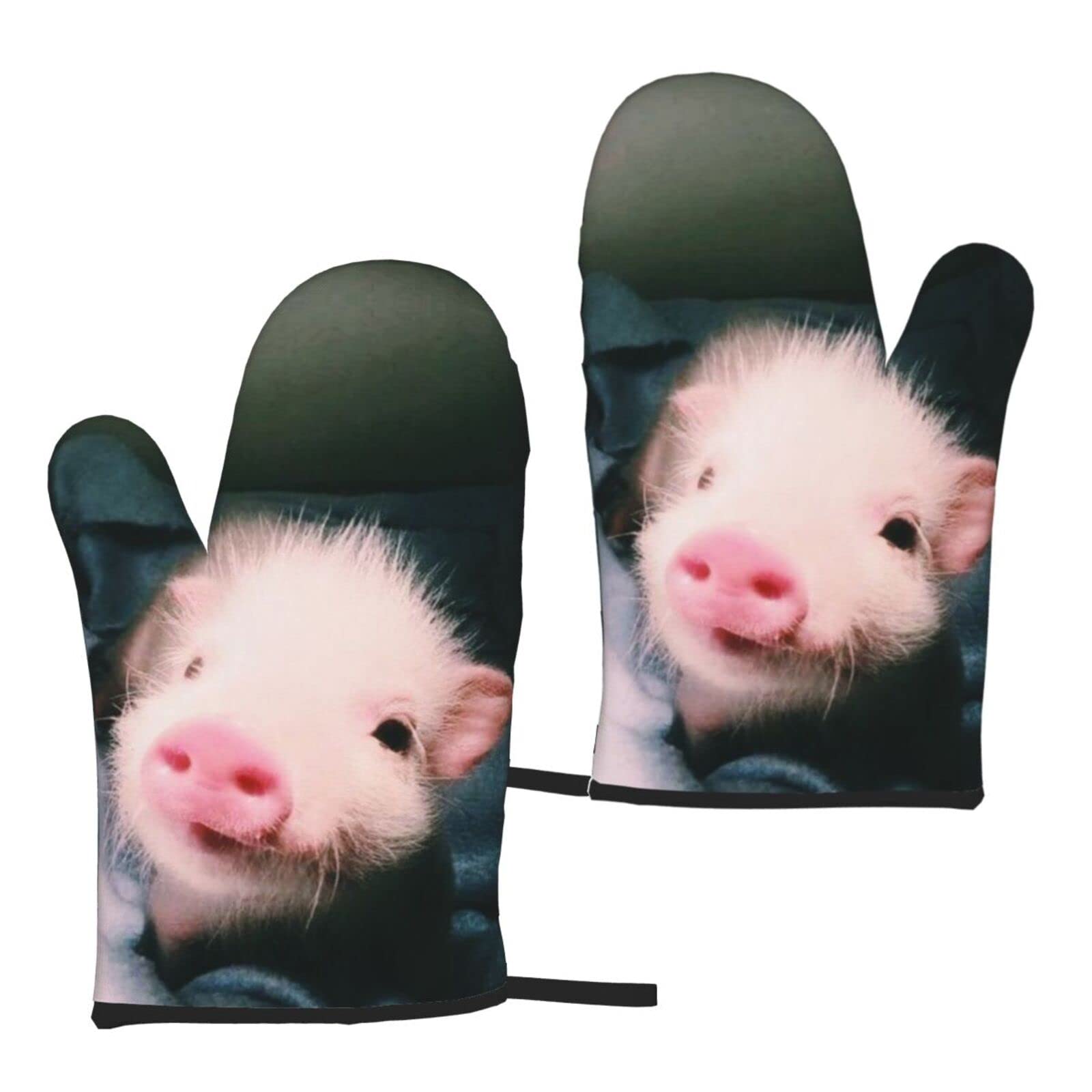 Cute Little Pig Oven Mitts Oven Gloves Heat Resistant Sets of 2,Waterproof Print Thick Cotton for Cooking