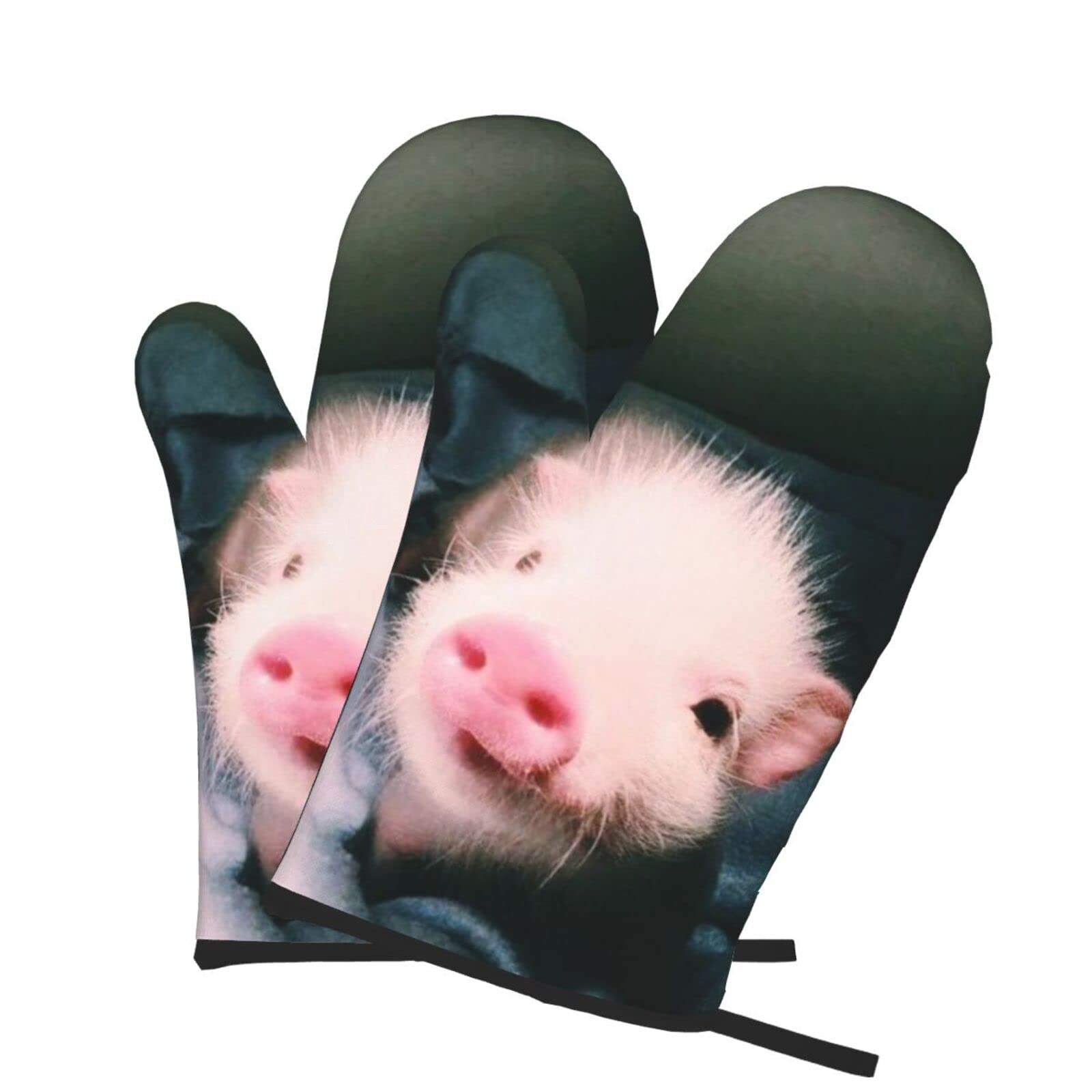 Cute Little Pig Oven Mitts Oven Gloves Heat Resistant Sets of 2,Waterproof Print Thick Cotton for Cooking