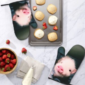 Cute Little Pig Oven Mitts Oven Gloves Heat Resistant Sets of 2,Waterproof Print Thick Cotton for Cooking