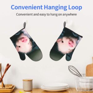 Cute Little Pig Oven Mitts Oven Gloves Heat Resistant Sets of 2,Waterproof Print Thick Cotton for Cooking