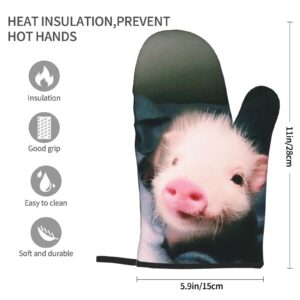 Cute Little Pig Oven Mitts Oven Gloves Heat Resistant Sets of 2,Waterproof Print Thick Cotton for Cooking