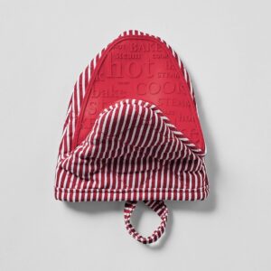 sur la table silicone striped mini pinch mitt, red