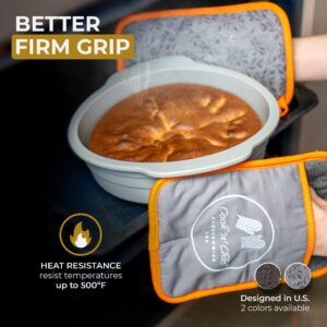 Premium Oven Mitts and Pot Holders - 500°F Heat Resistant - Non Slip Textured Grip - Flexible Soft Terry Cloth Cotton Lining