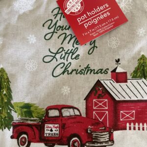 Christmas Time Have Yourself A Merry Little Christmas 4 Piece Kitchen Set: 1 Dish Drying Mat, 2 Potholders, 1 Oven Mitt