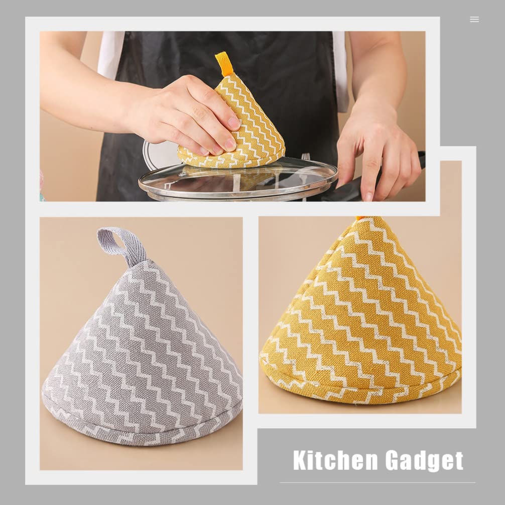 Pot Lid Cover 2pcs Insulation Pot Gloves Triangles Pot Handle Cap Anti- scalding Pan Handle Cover Cooking Mitts for Kitchen Pot Cover Handle Caps