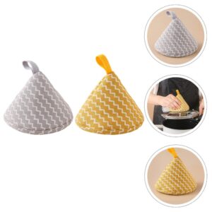 Pot Lid Cover 2pcs Insulation Pot Gloves Triangles Pot Handle Cap Anti- scalding Pan Handle Cover Cooking Mitts for Kitchen Pot Cover Handle Caps