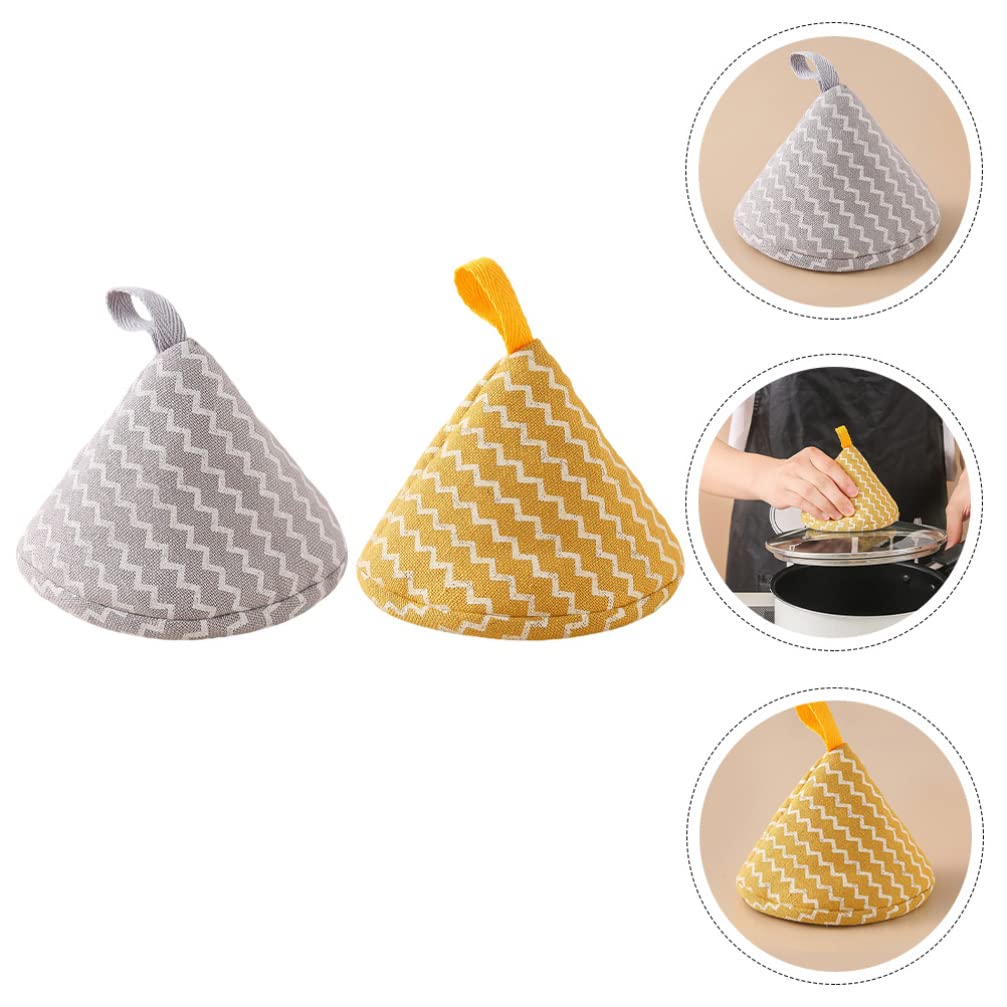 Pot Lid Cover 2pcs Insulation Pot Gloves Triangles Pot Handle Cap Anti- scalding Pan Handle Cover Cooking Mitts for Kitchen Pot Cover Handle Caps