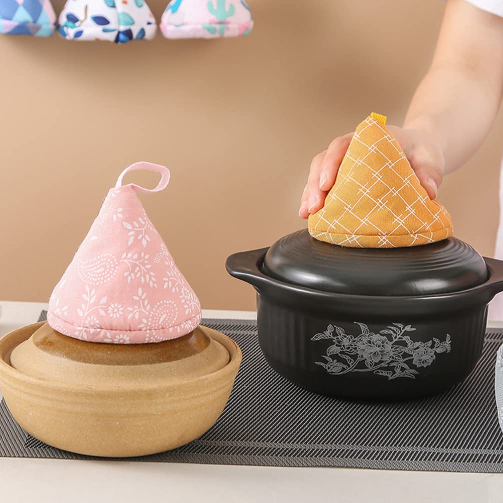 Pot Lid Cover 2pcs Insulation Pot Gloves Triangles Pot Handle Cap Anti- scalding Pan Handle Cover Cooking Mitts for Kitchen Pot Cover Handle Caps