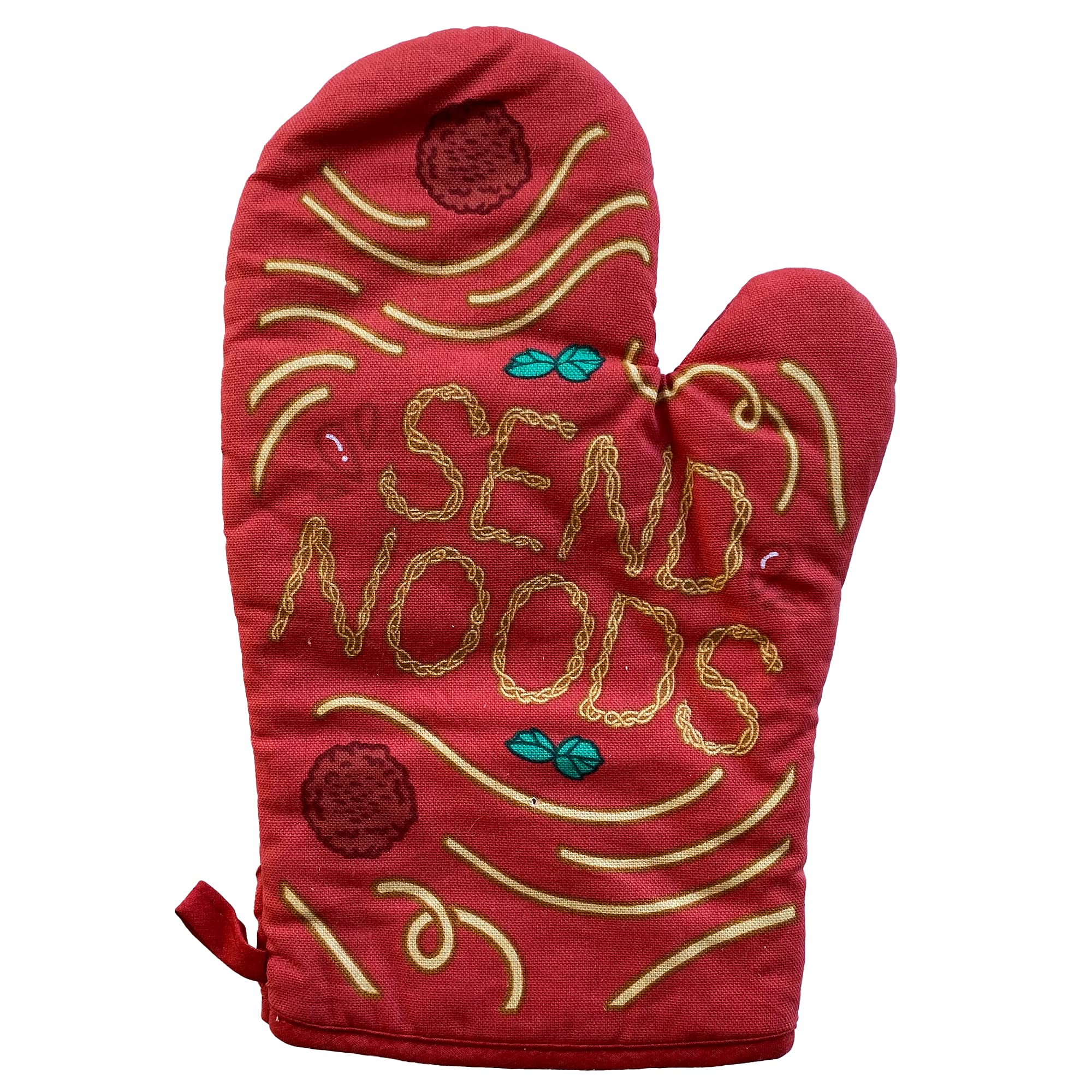 Send Noods Apron Oven Mitt Funny Noodle Cooking Graphic Novelty Kitchen Smock Funny Graphic Kitchenwear Adult Humor Funny Food Novelty Cookware Red Oven Mitt