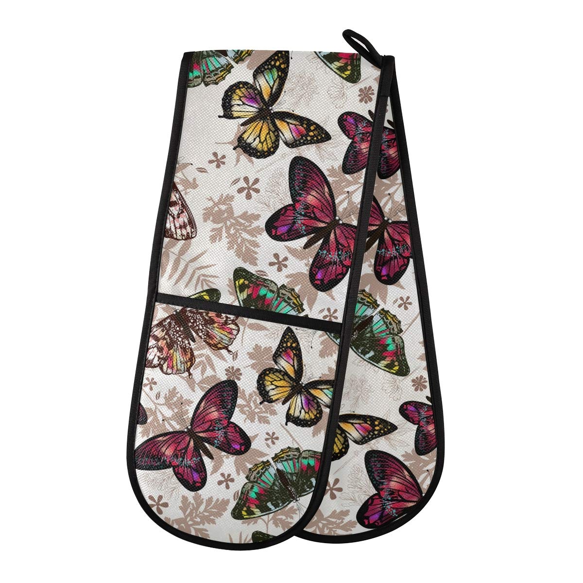 DOMIKING Quilted Double Oven Mitt - Butterfly Connected Oven Mitts Hot Pads Great for BBQ Grilling Cooking