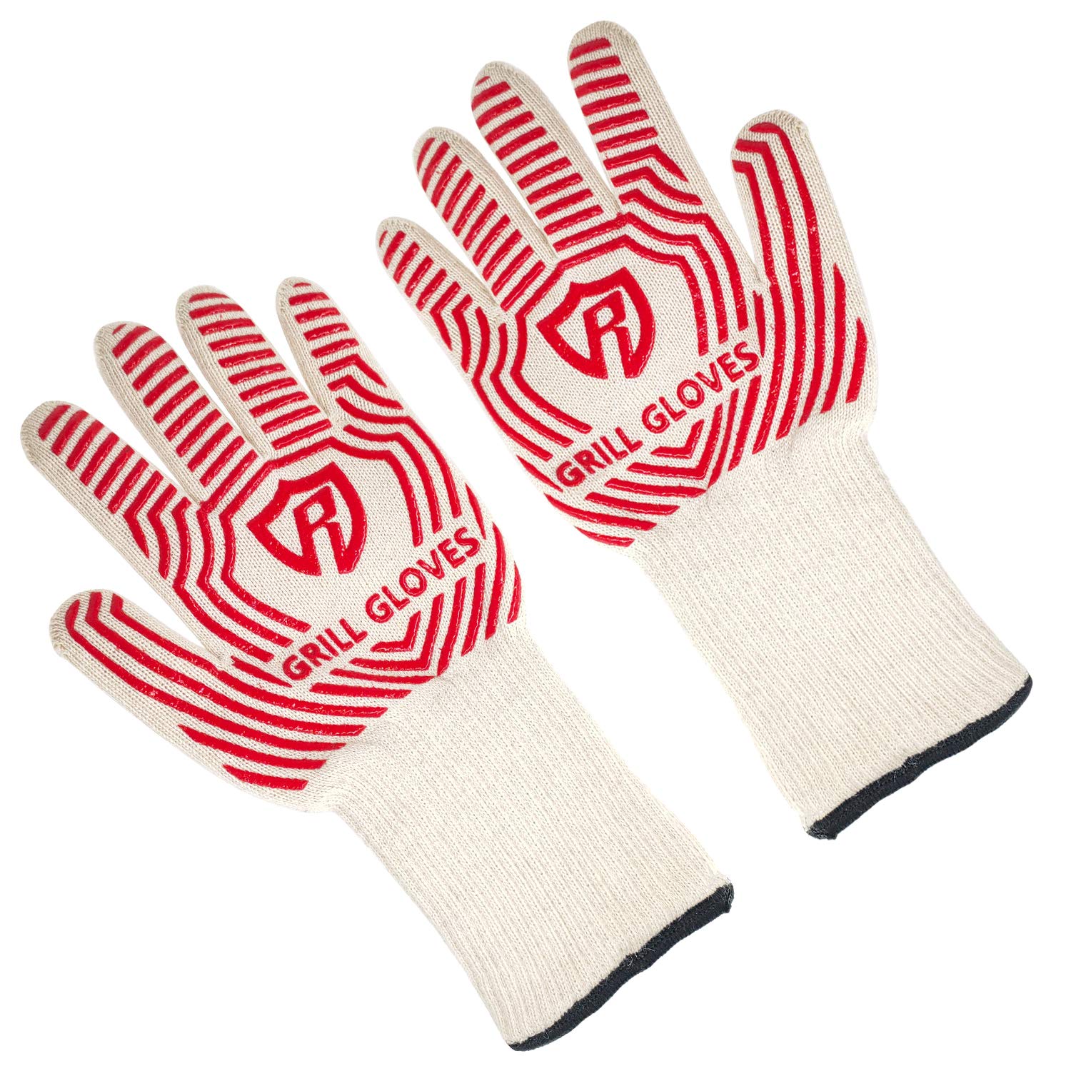 MALYHO Heat Resistant Oven Mitts to 1472°F, Silicone Kitchen Grill Non-Slip Oven Gloves, BBQ Grilling Gloves