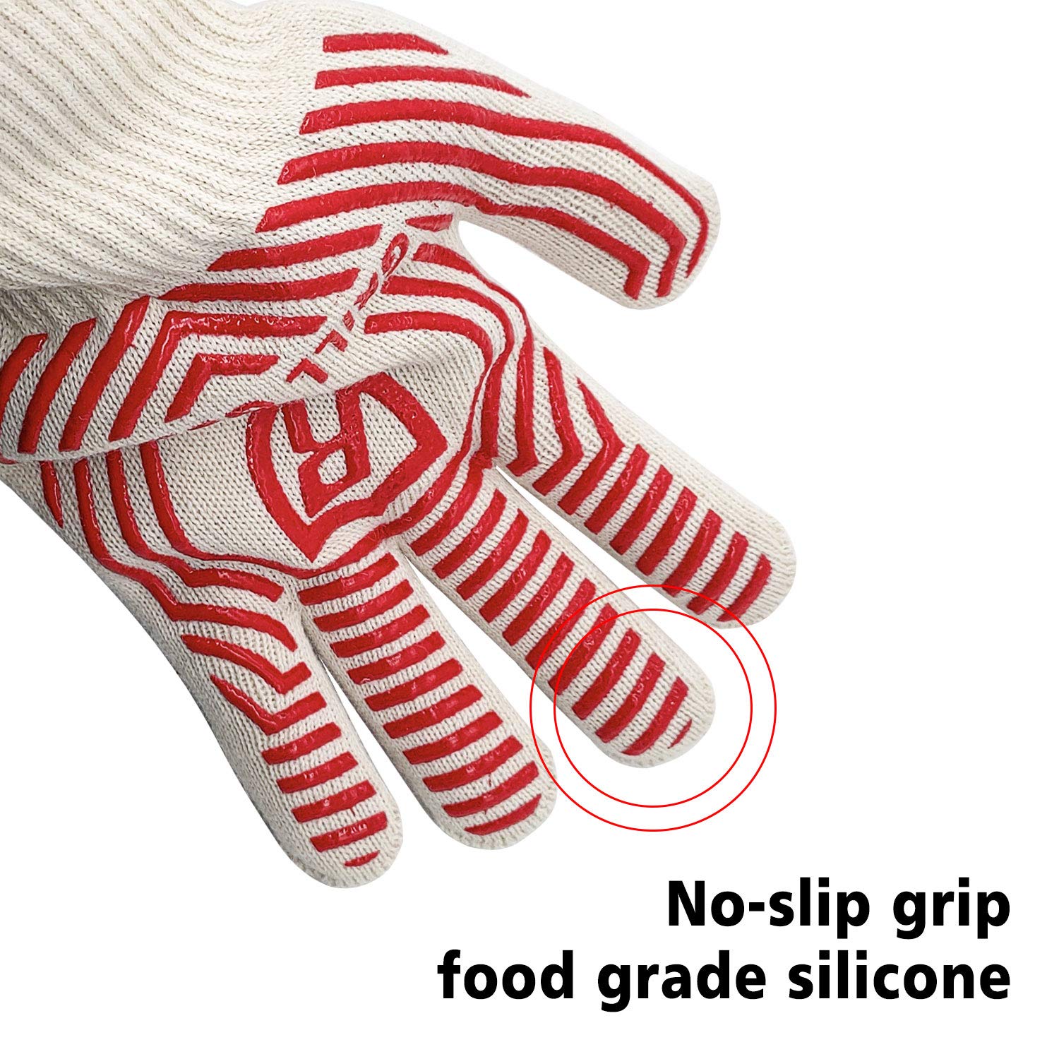 MALYHO Heat Resistant Oven Mitts to 1472°F, Silicone Kitchen Grill Non-Slip Oven Gloves, BBQ Grilling Gloves